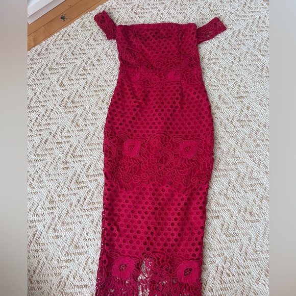 Missguided | Dresses | Missguided Red Off Shoulder Strap Cocktail Dress ...